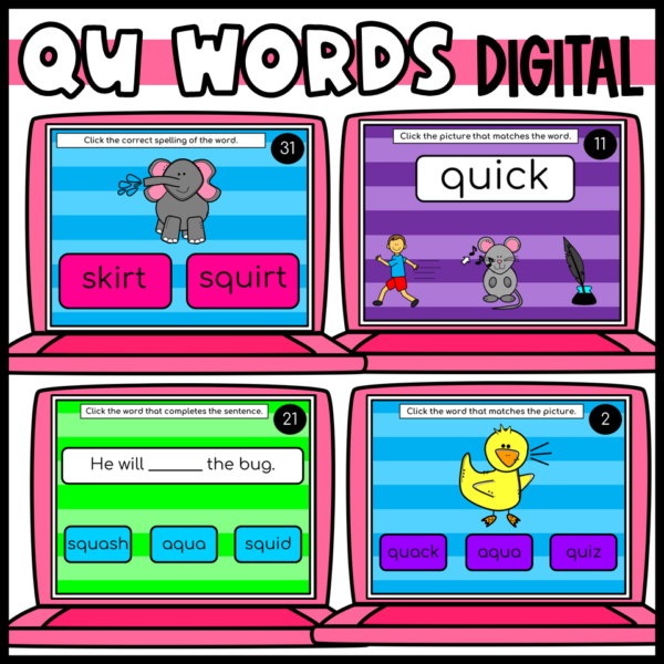QU Words Interactive Slides for Google Classroom l Digital Learning ...
