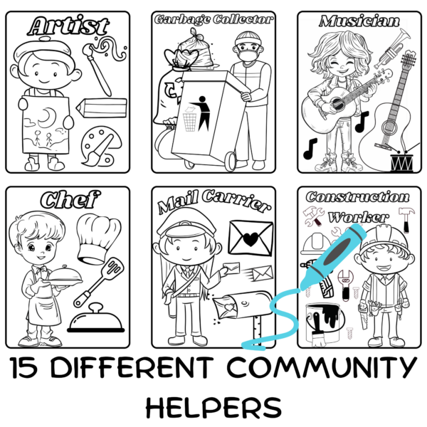 Community Helpers Coloring Pages | Labor Day Coloring Sheets | Made By ...