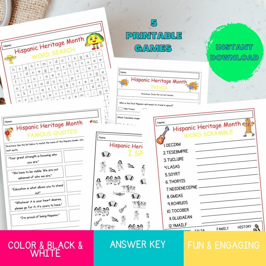 National Hispanic Heritage Games And Activities | Made By Teachers