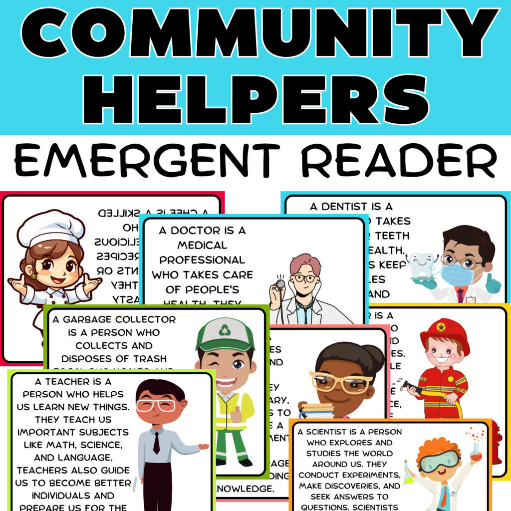 Community Helpers Emergent Reader Book - Labor Day Emergent Reader ...