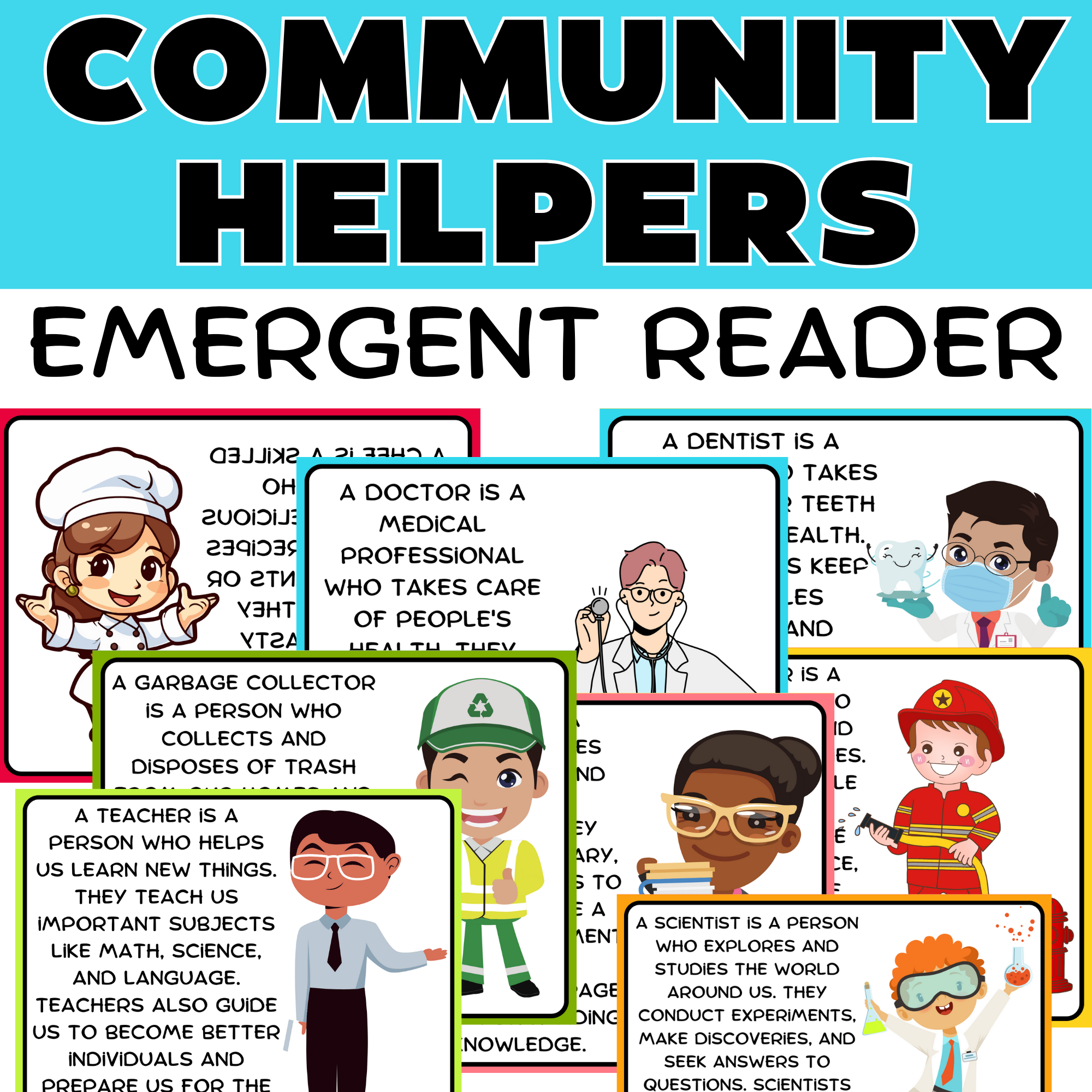 Community Helpers Emergent Reader Book - Labor Day Emergent Reader ...