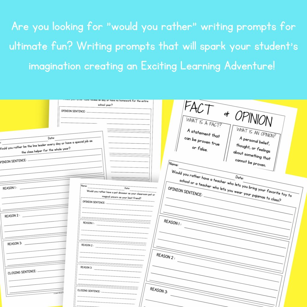 School Themed Would Your Rather Writing Prompts | Made By Teachers