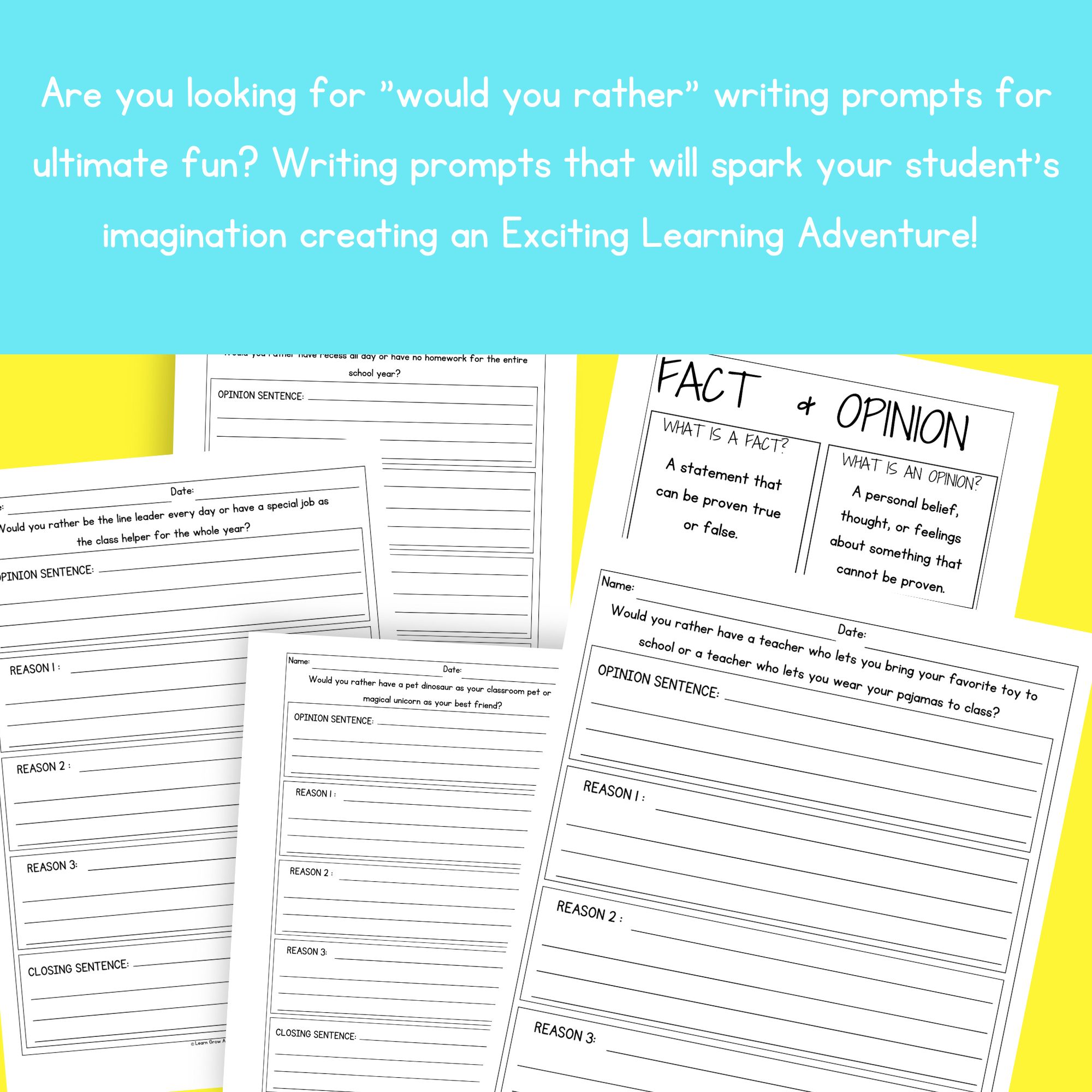 School Themed Would Your Rather Writing Prompts | Made By Teachers