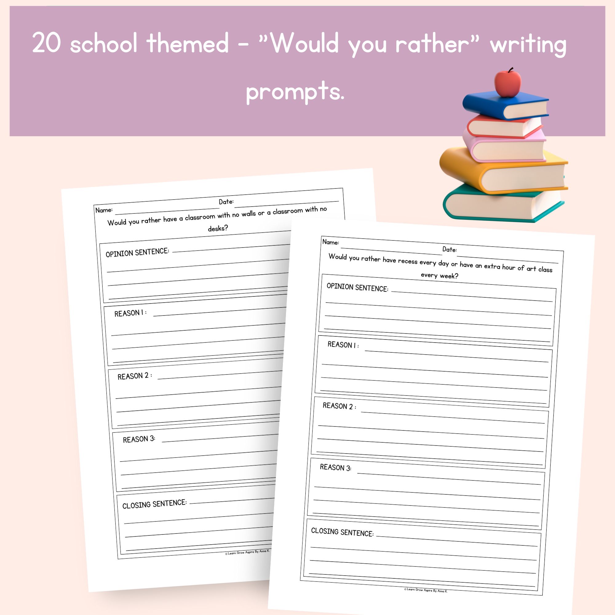 School Themed Would Your Rather Writing Prompts | Made By Teachers