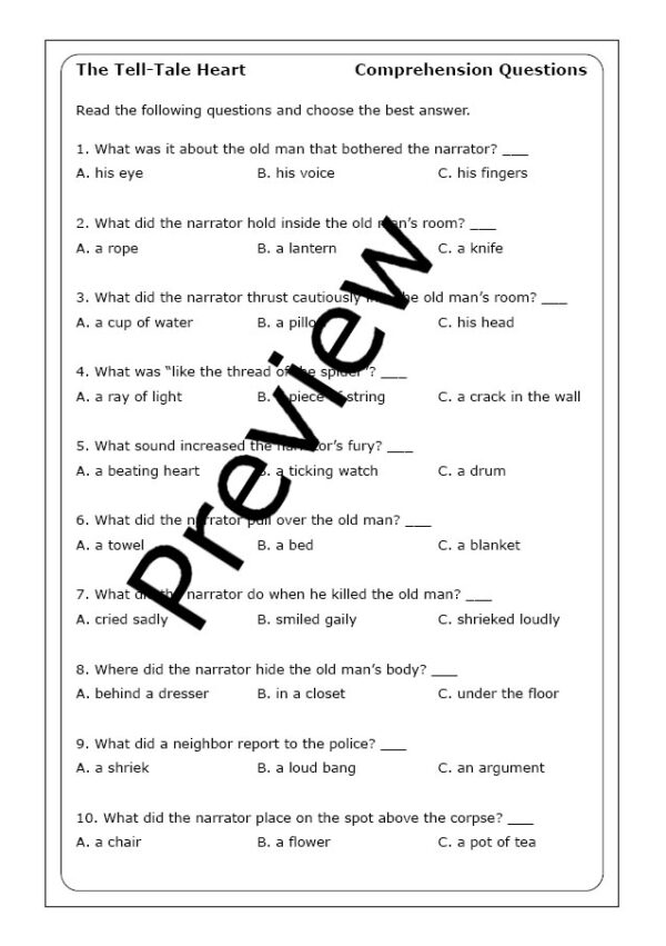 Edgar Allan Poe "The Tell-Tale Heart" worksheets | Made By Teachers