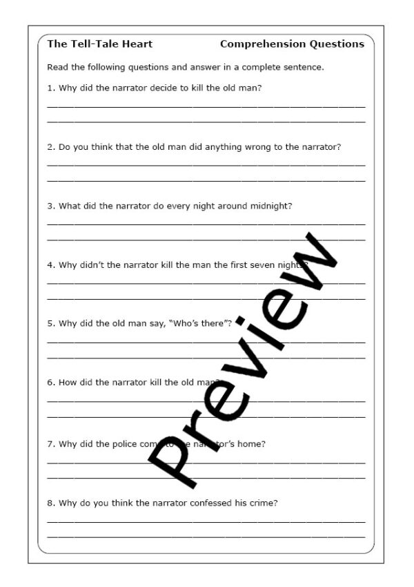 Edgar Allan Poe "The Tell-Tale Heart" worksheets | Made By Teachers