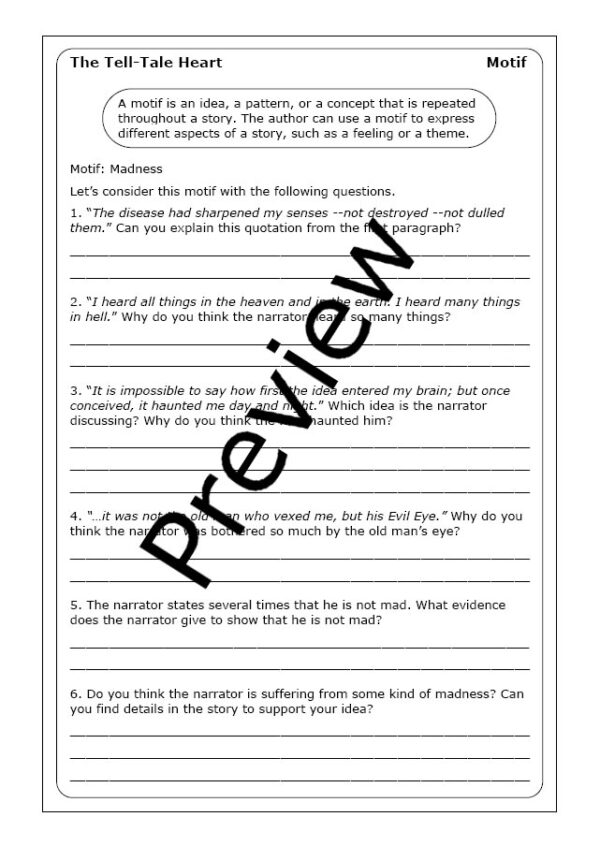 Edgar Allan Poe "The Tell-Tale Heart" worksheets | Made By Teachers