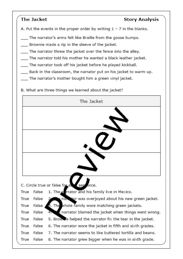 Gary Soto "The Jacket" worksheets | Made By Teachers