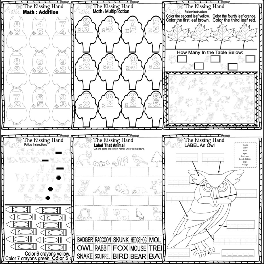 The Kissing Hand Book Companion Reading Comprehension Worksheets Back ...