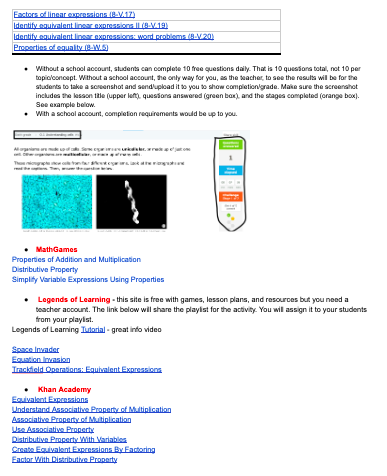 Complete Online Distance Learning 8th Math Properties of Operations PA ...