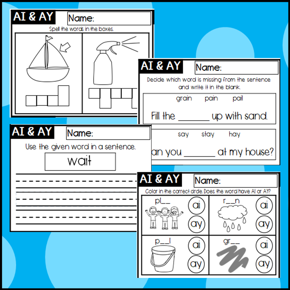 AI and AY Words Exit Slips | Made By Teachers
