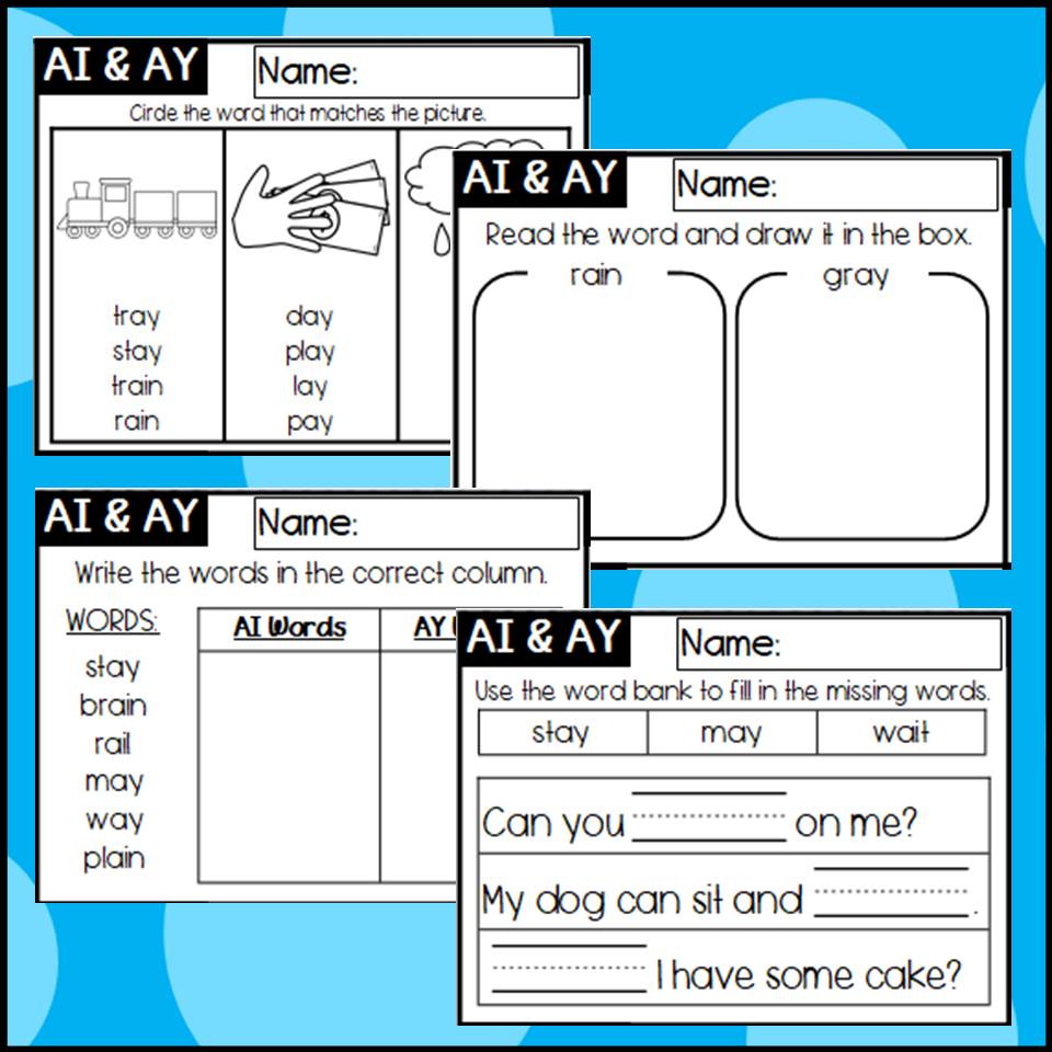 AI and AY Words Exit Slips | Made By Teachers