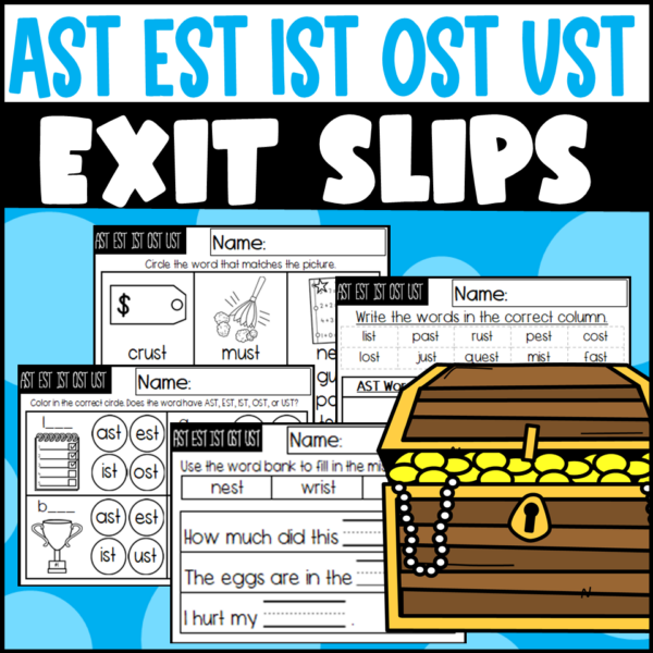 AST EST IST OST and UST Word Family Exit Slips | Made By Teachers
