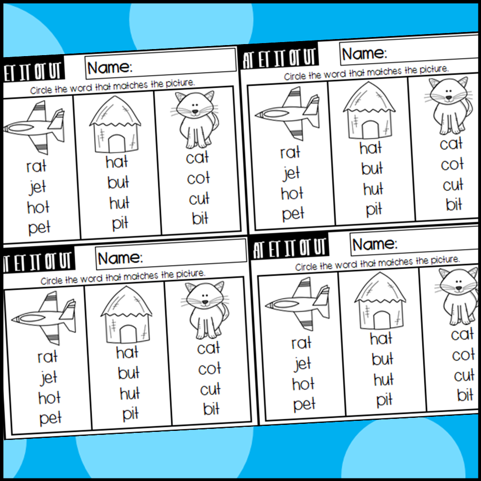 AT ET IT OT and UT Word Family Exit Slips | Made By Teachers