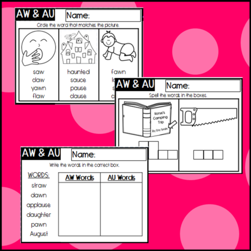 AU and AW Words Exit Slips | Made By Teachers