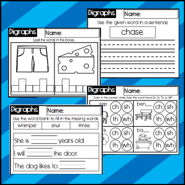 CH SH TH and WH Digraphs Exit Slips | Made By Teachers