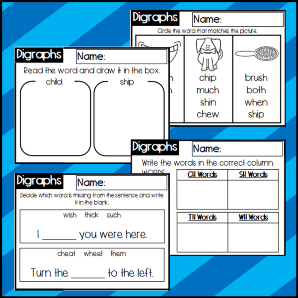 CH SH TH and WH Digraphs Exit Slips | Made By Teachers