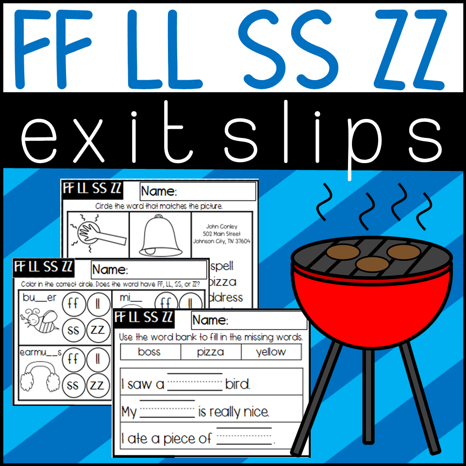 Double Consonants: FF LL SS and ZZ Exit Slips | Made By Teachers