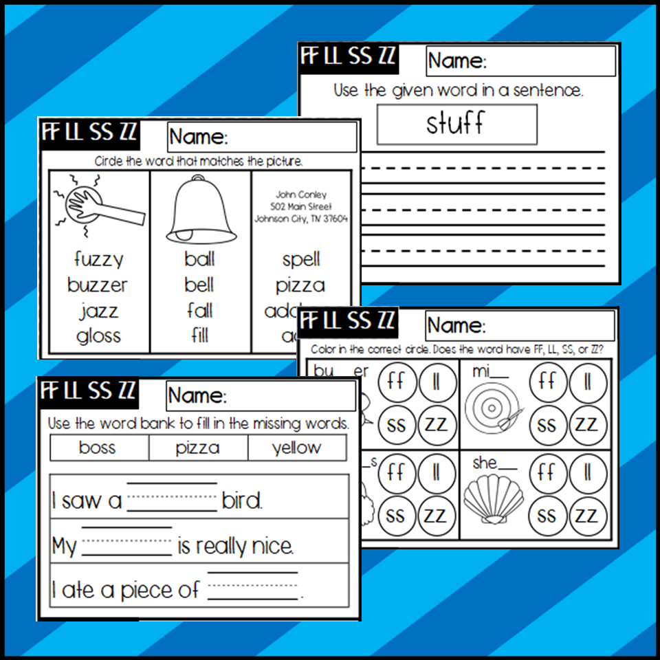 Double Consonants: FF LL SS and ZZ Exit Slips | Made By Teachers