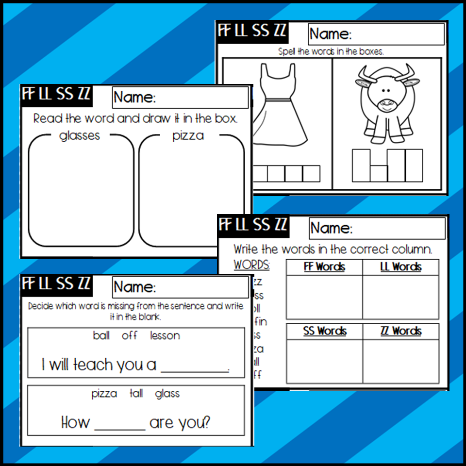 Double Consonants: FF LL SS and ZZ Exit Slips | Made By Teachers