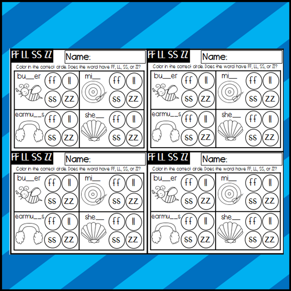 Double Consonants: FF LL SS and ZZ Exit Slips | Made By Teachers