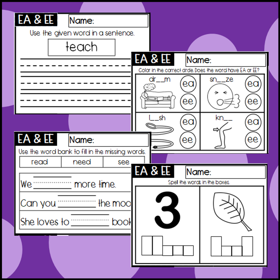 EA and EE Words Exit Slips | Made By Teachers