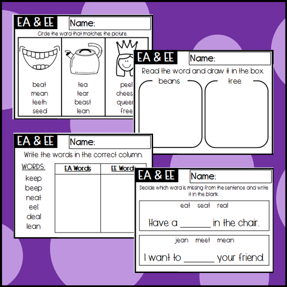 EA and EE Words Exit Slips | Made By Teachers