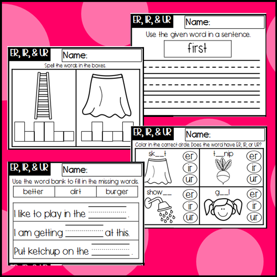 ER, IR, and UR Words Exit Slips [Bossy R] | Made By Teachers