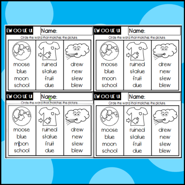 EW OO UE and UI Words Exit Slips | Made By Teachers