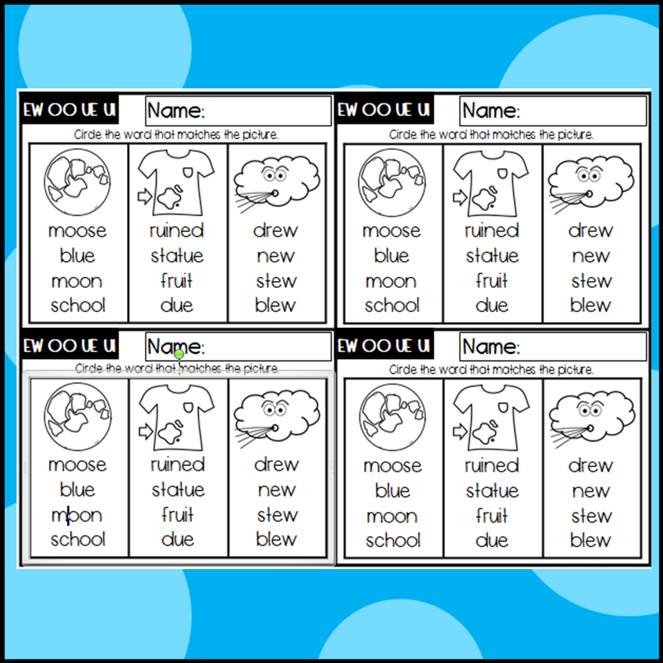 EW OO UE and UI Words Exit Slips | Made By Teachers