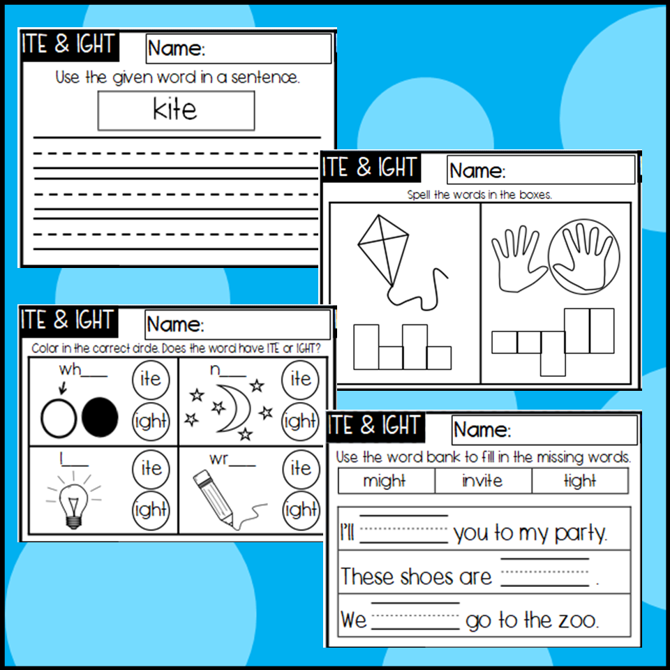 ITE and IGHT Words Exit Slips | Made By Teachers