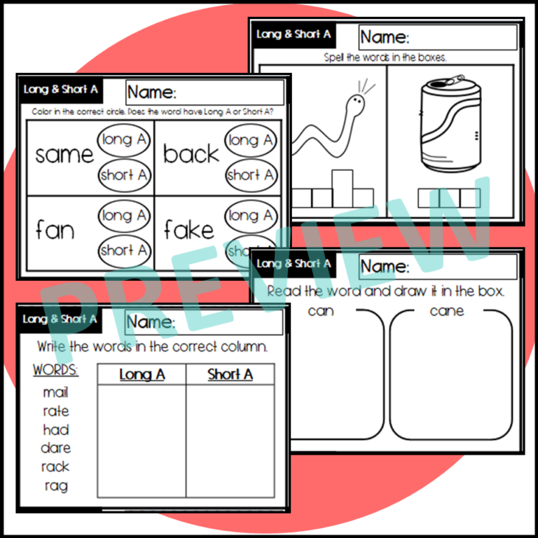 Long A and Short A Words Exit Slips | Made By Teachers