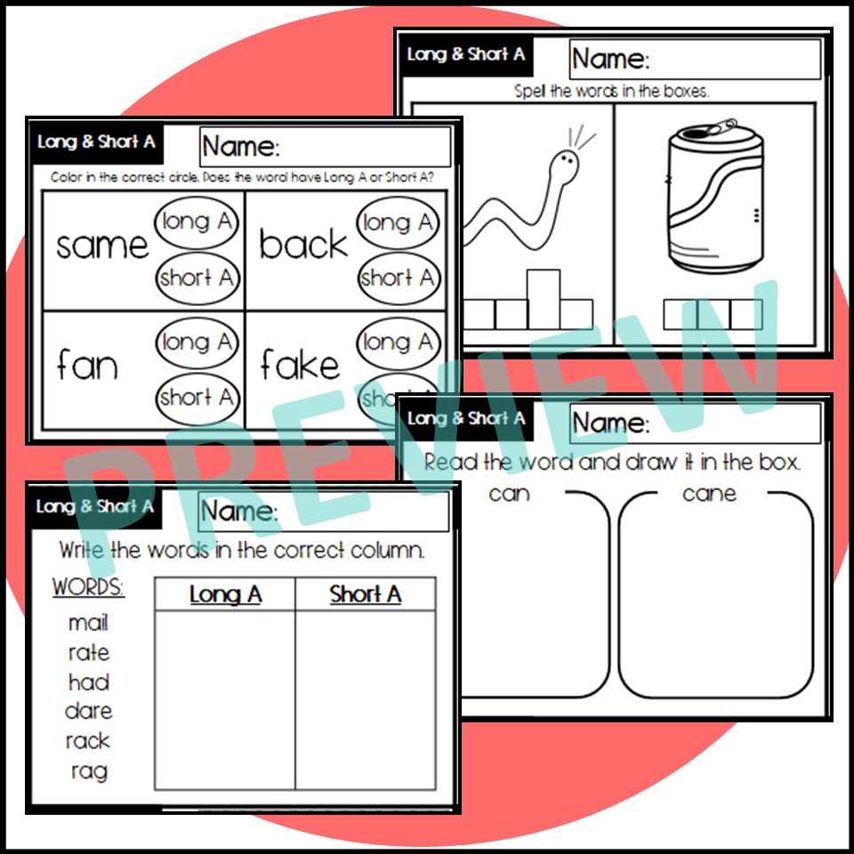 Long A and Short A Words Exit Slips | Made By Teachers