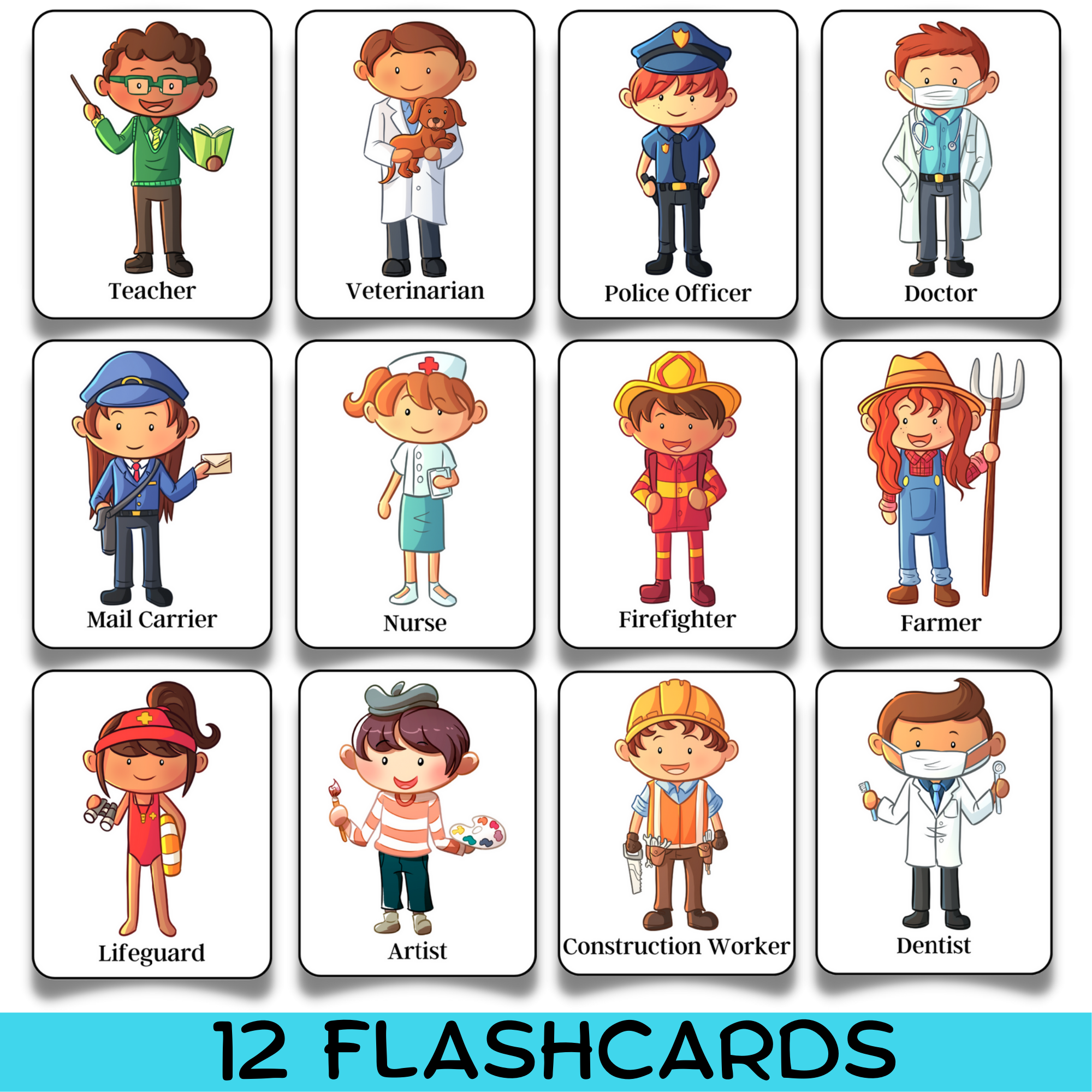 Community Helpers Flashcards -Labor Day Flashcards - English Vocabulary ...