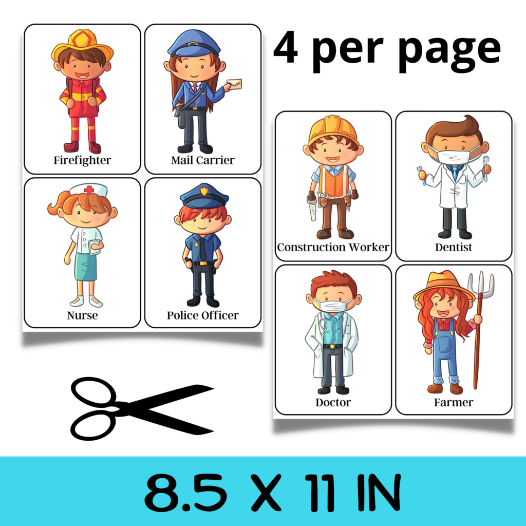 Community Helpers Flashcards -Labor Day Flashcards - English Vocabulary ...