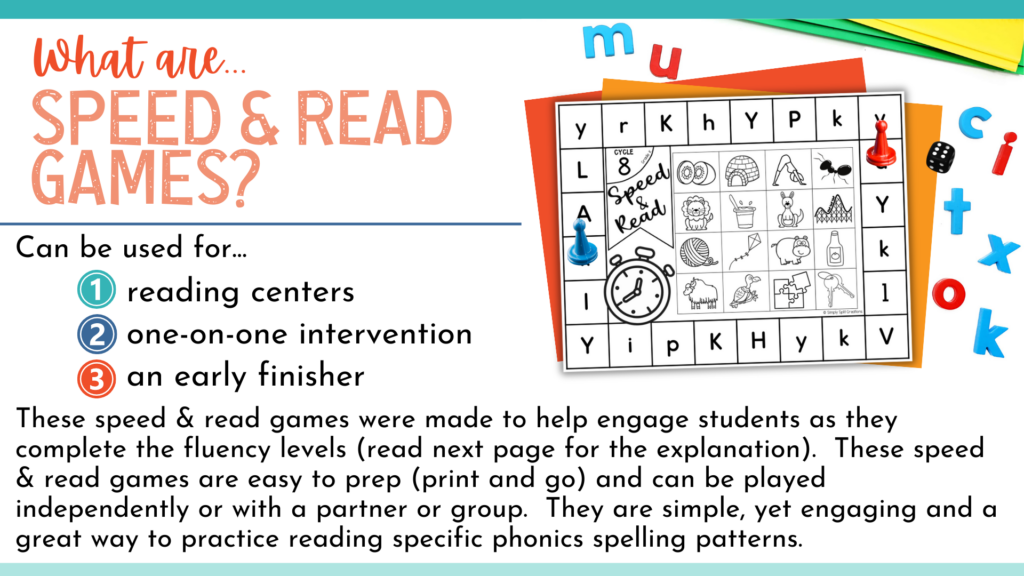 Kinder Speed & Read Game Boards | Low Prep Phonics Activity | EL Skills ...