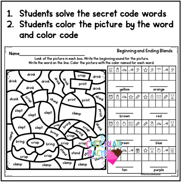 Fall Phonics Worksheets with Short Vowels Secret Code and Color by Code ...