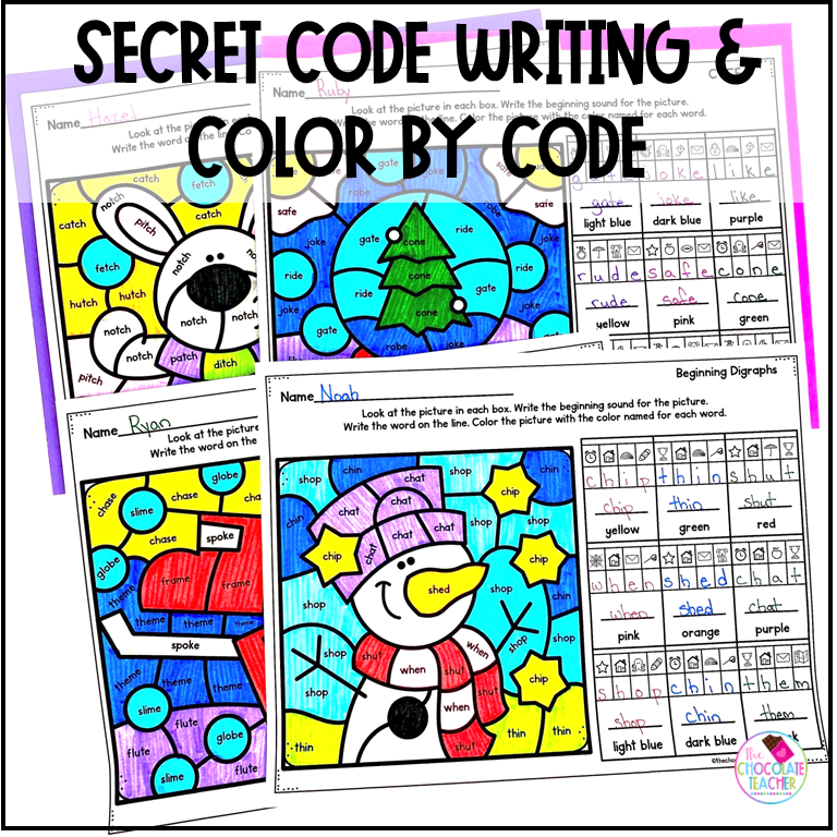 Winter Phonics Worksheets with Short Vowels, Digraphs, CVCE Words Color ...