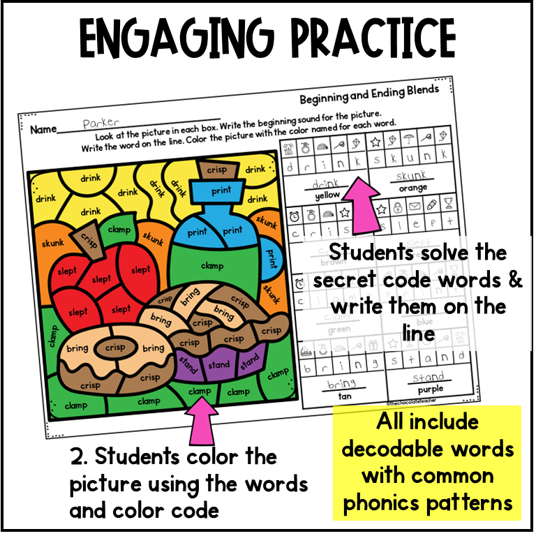 First Grade Seasonal Phonics Worksheets Long & Short Vowels Color by ...