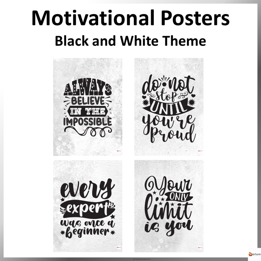 Motivational Posters Classroom Decor Black and White | Made By Teachers