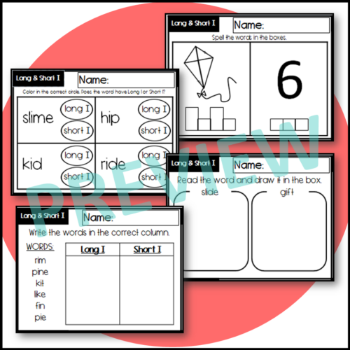 Long I and Short I Words Exit Slips | Made By Teachers