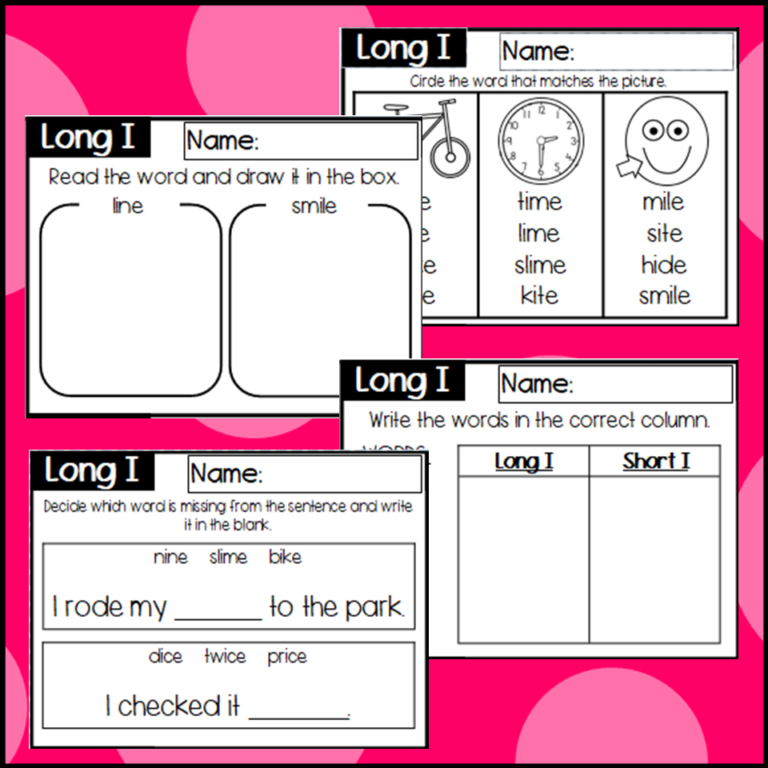 Long I Words Exit Slips | Made By Teachers
