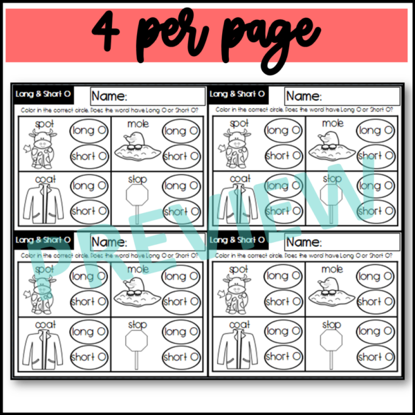 Long O and Short O Words Exit Slip | Made By Teachers