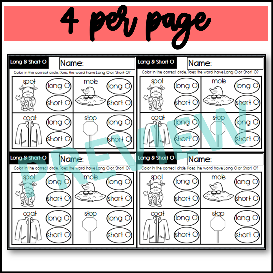 Long O and Short O Words Exit Slip | Made By Teachers