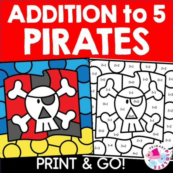 Summer Pirates Color by Number Addition to 5 Within 5 | Made By Teachers