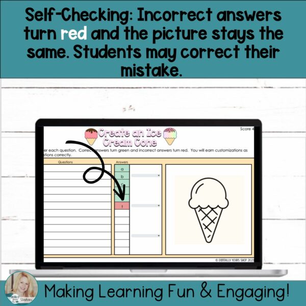 Create an Ice Cream Cone Self-Checking Template Digital Resource ...