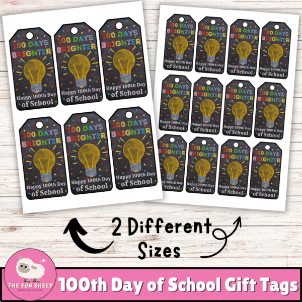 100th Day of School Gift Tags | Happy 100th Day of School Tags - Gift ...