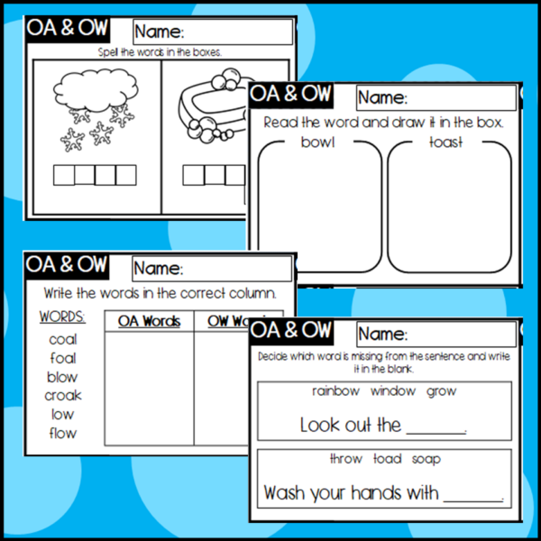 OA and OW Words Exit Slips | Made By Teachers