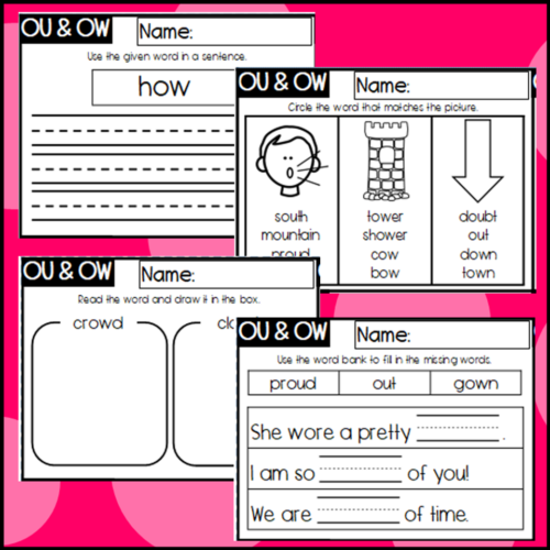 OU and OW Words Exit Slips - Made By Teachers