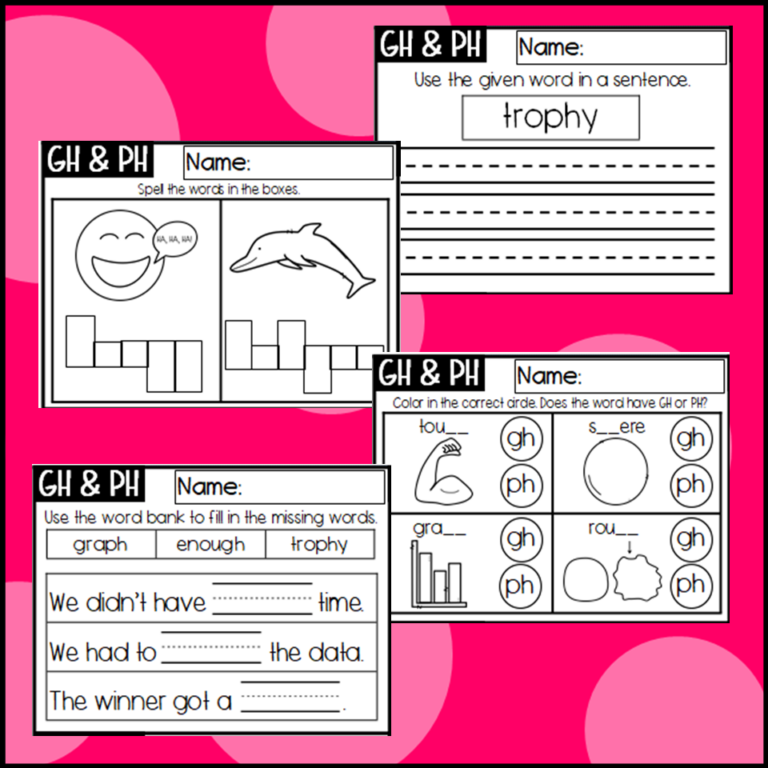 PH and GH Words Exit Slips - Made By Teachers